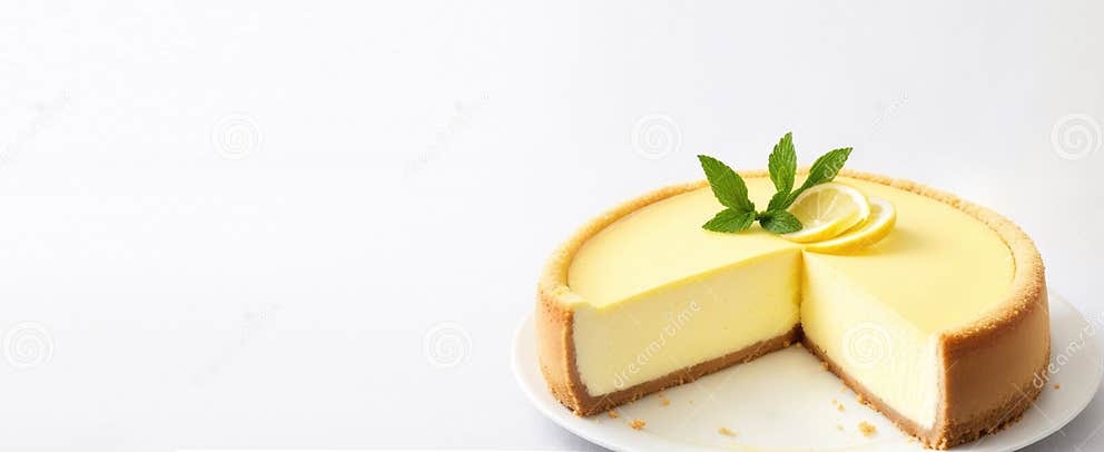 Banner, Classic Cheesecake, Lemon Cheesecake on a Light Background ...