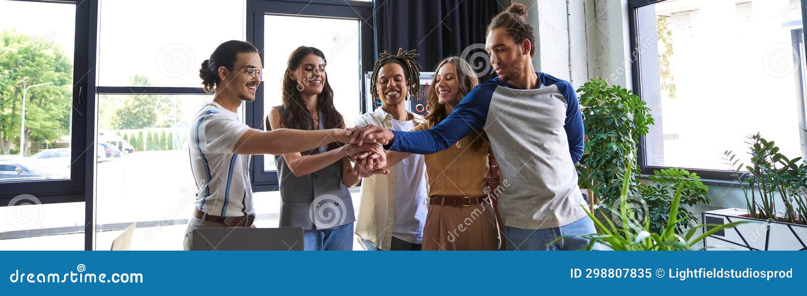 Horizontal Banner of Creative Multiethnic Team Stock Image - Image of ...