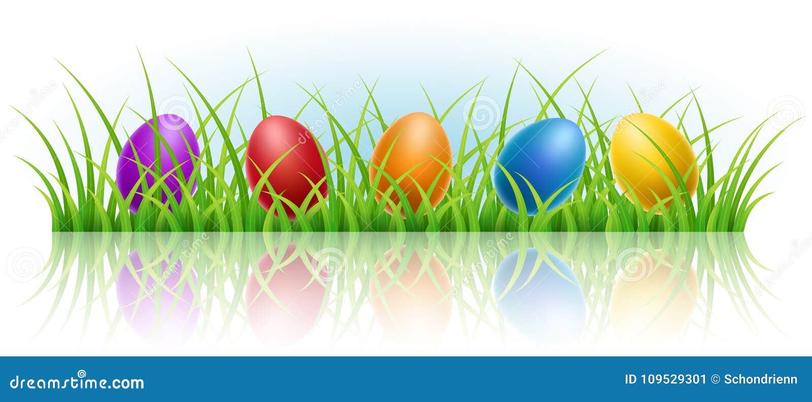Horizontal Banner with Easter Eggs in Grass Stock Vector - Illustration ...