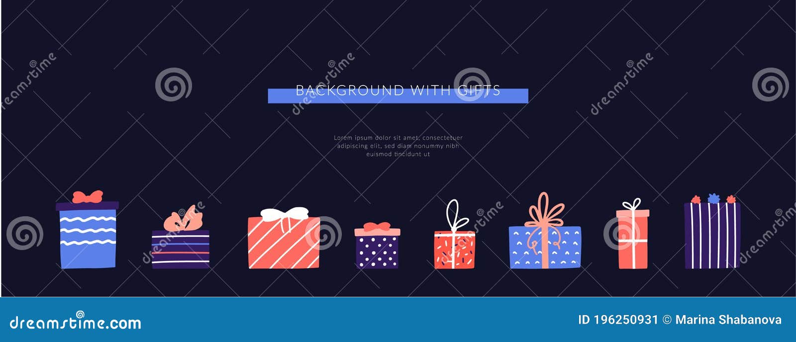 Horizontal Banner with Gift Boxes Stock Vector - Illustration of ...