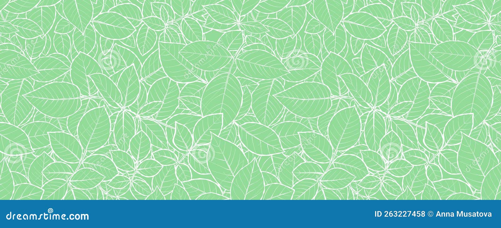 Horizontal Banner. Green Mint Leaves. Dense Seamless Pattern Stock ...