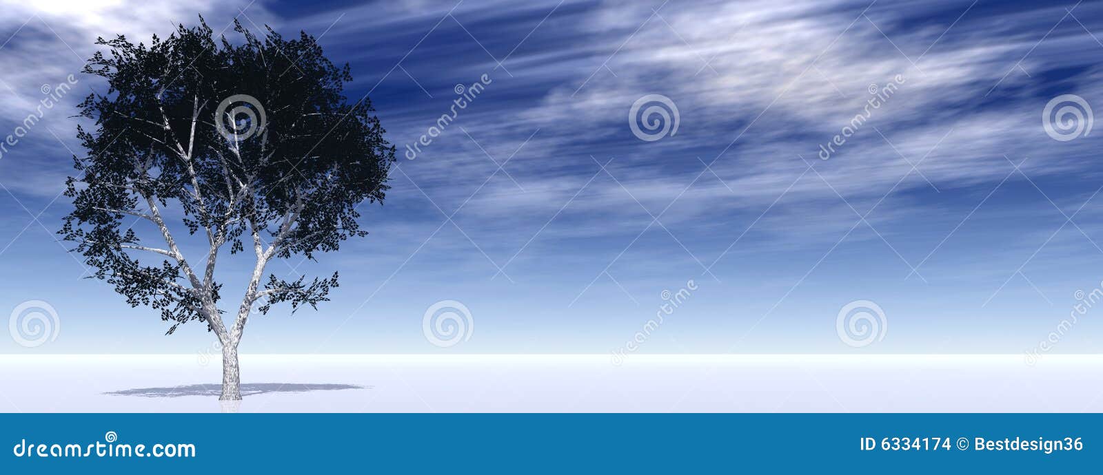 Horizontal Banner with an Isolated Tree on Horizon Stock Illustration ...
