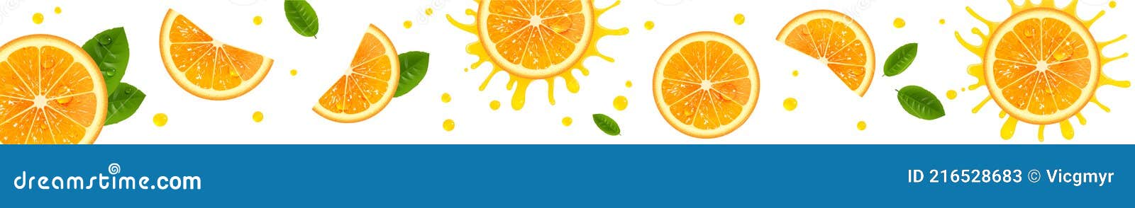 Horizontal Banner with Juicy Orange Slices Stock Vector - Illustration ...