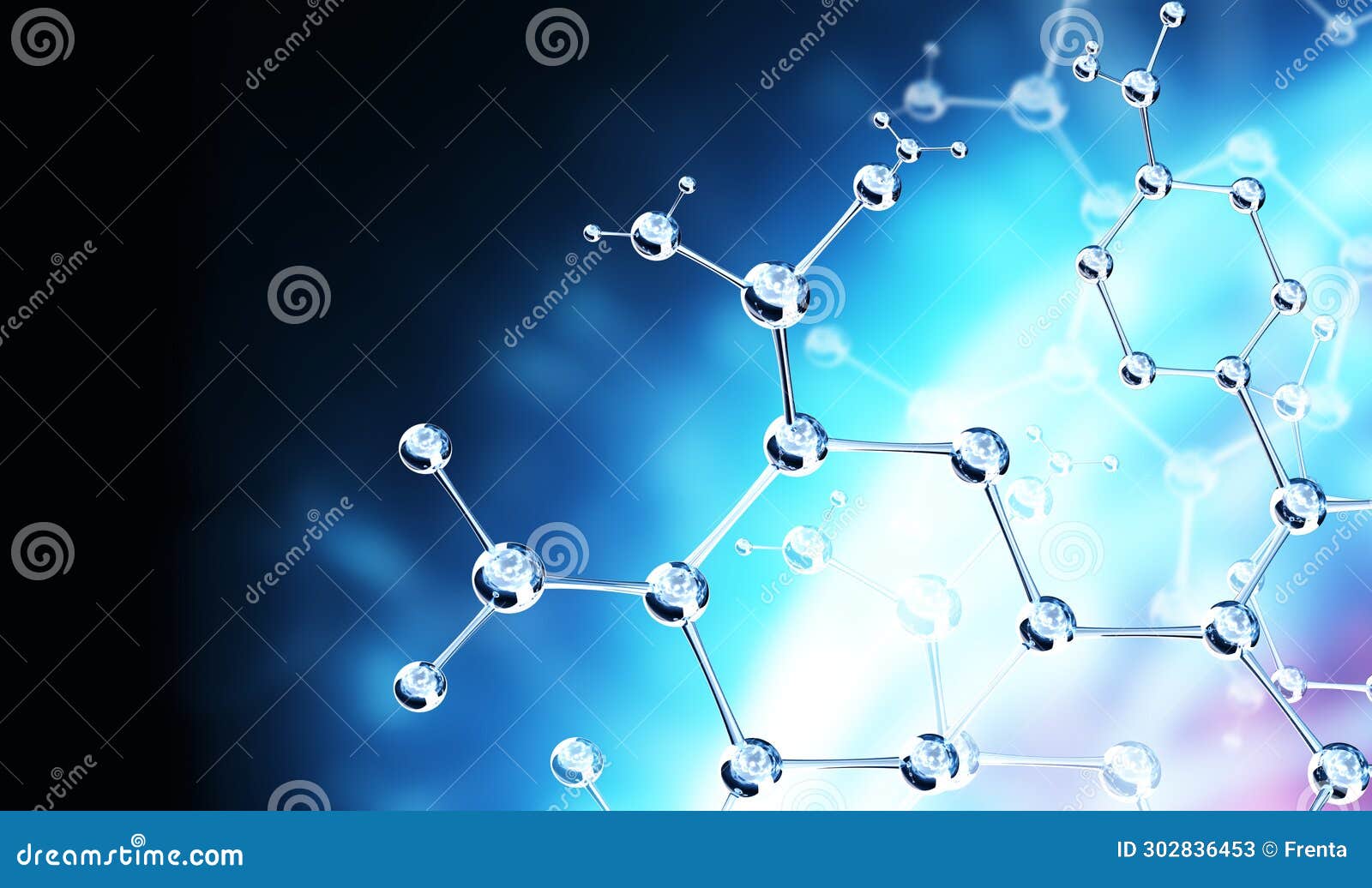 Horizontal Banner with Model of Abstract Molecular Structure ...