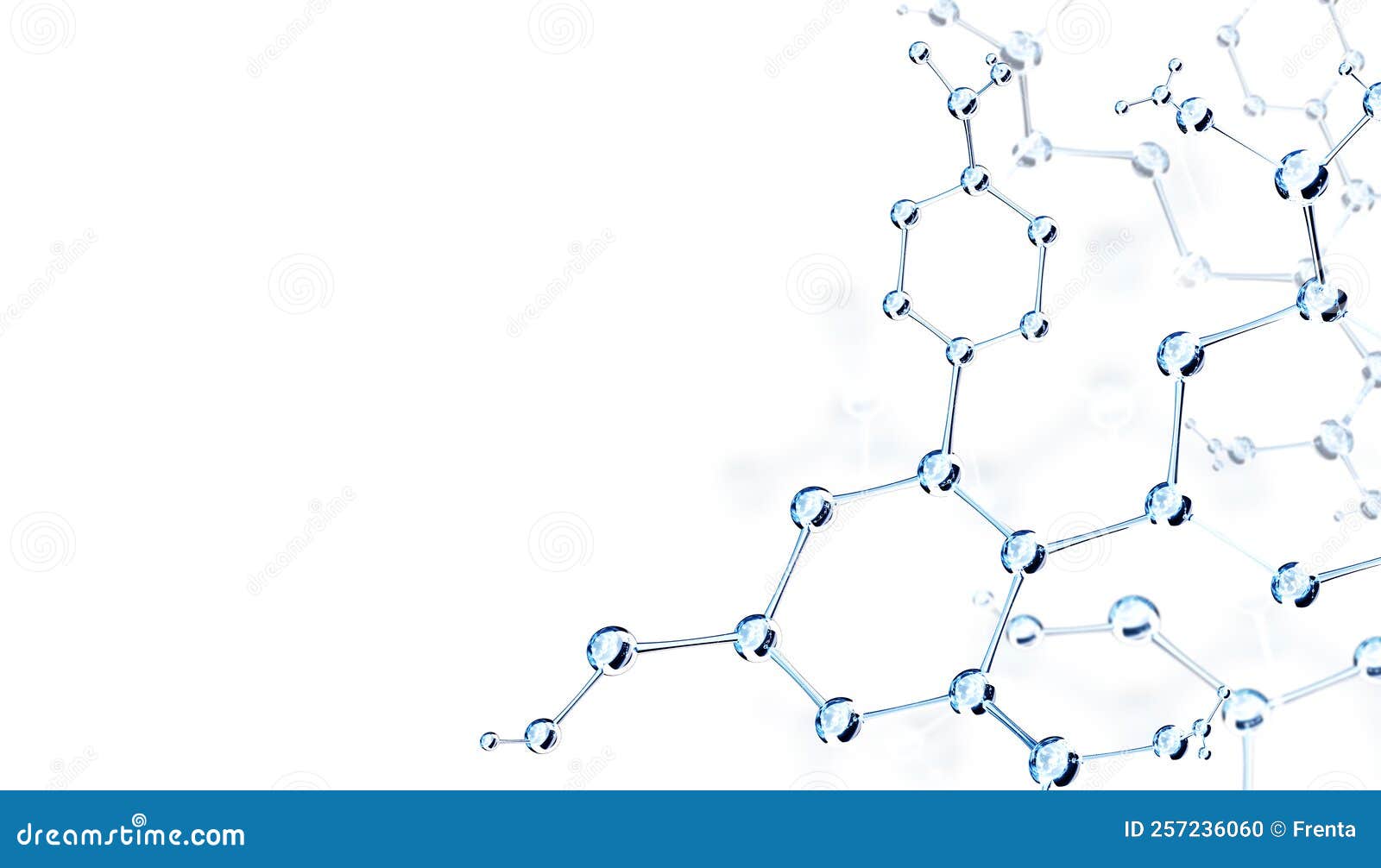 Horizontal Banner with Model of Abstract Molecular Structure. Glass ...