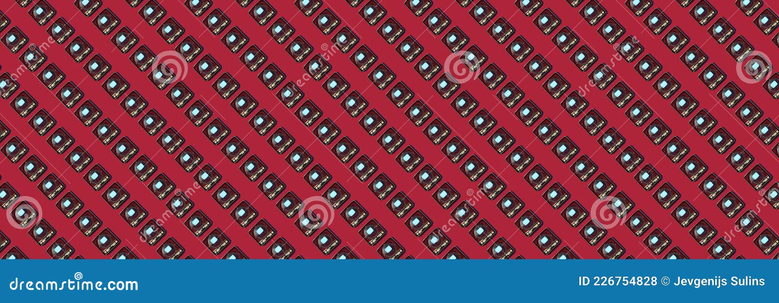 Horizontal Banner With Pattern Of Old Tv Placed On Red Background By 45 ...