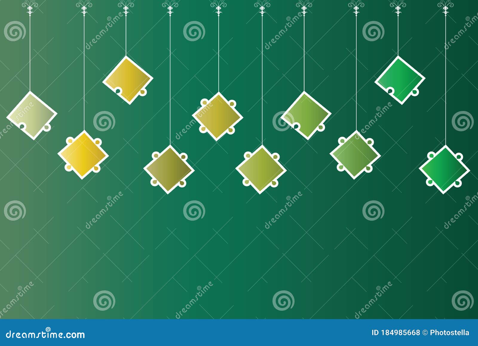 Horizontal Banner with Puzzle Pieces Vector in Green and Yellow Colors ...