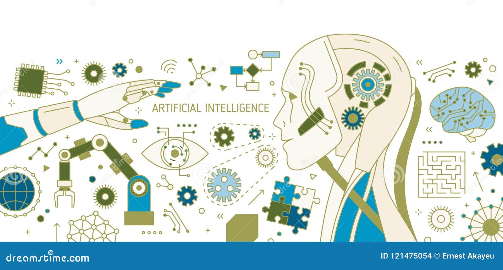 Horizontal Banner with Robot, Robotic Arm, Automatic Manipulator ...