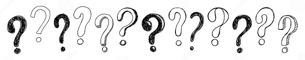 Horizontal Banner. Set of Hand Drawn Sketch Question Marks Stock Vector ...