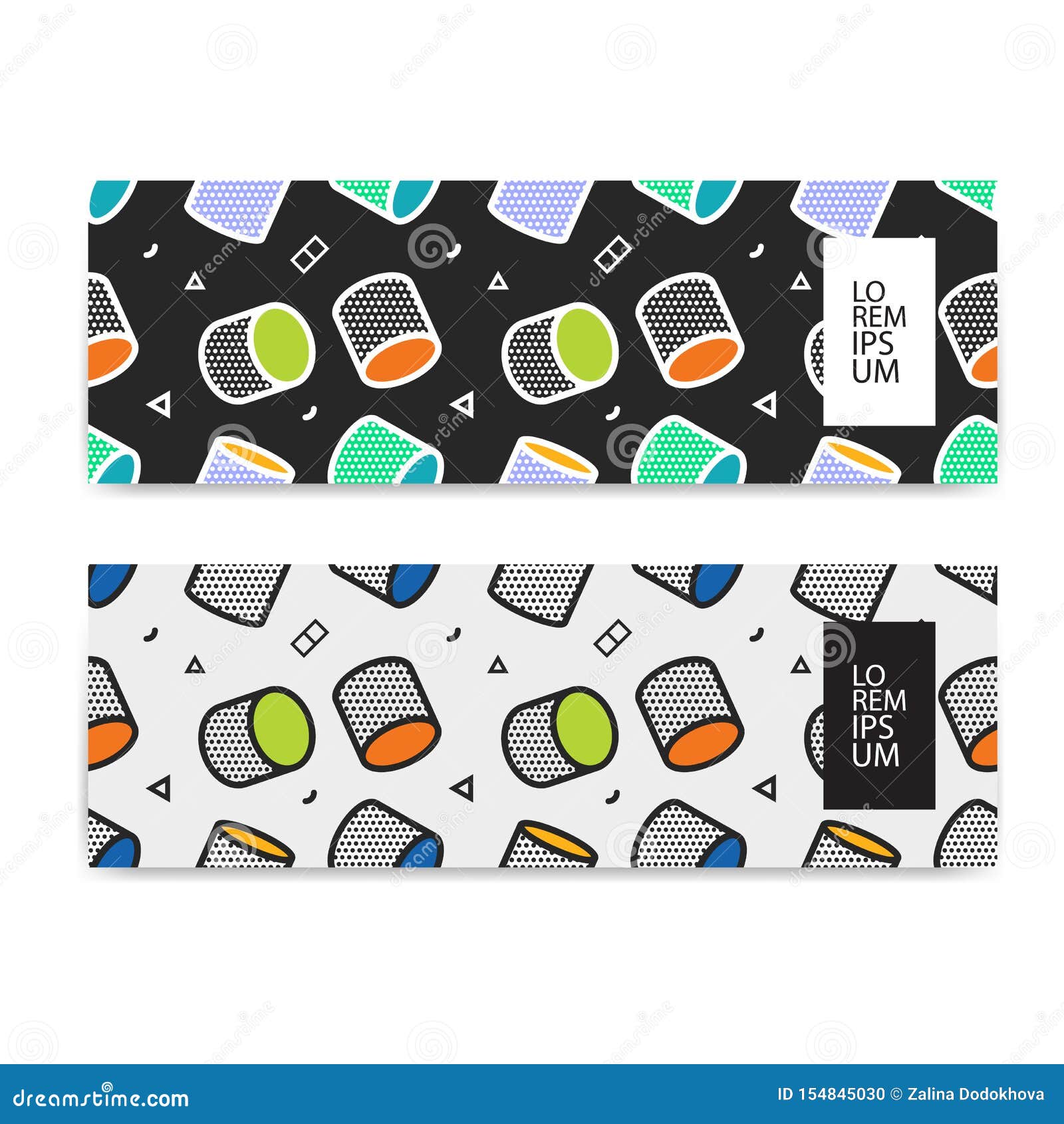 Banner Set, Horizontal Orientation, Template Colorful Pattern with 3d ...