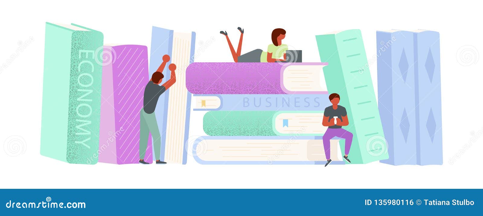 Horizontal Banner Template for E-library. Stock Vector - Illustration ...