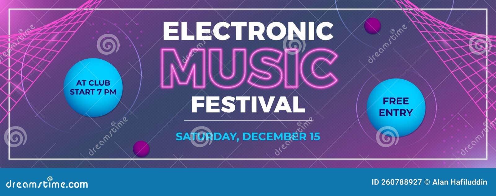 Horizontal Banner Template Electronic Music Event Vector Design Stock ...