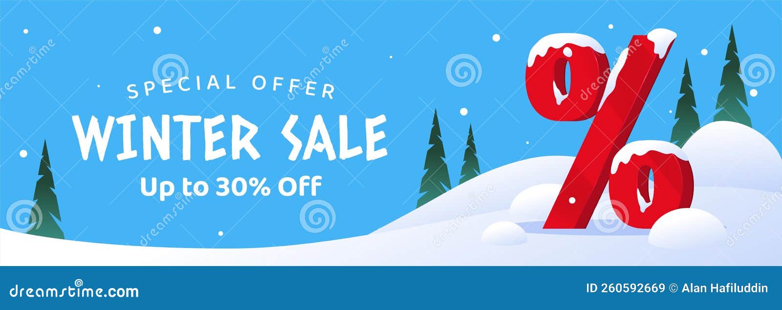 Horizontal Banner Template Winter Sale Vector Flat Design Stock Vector ...
