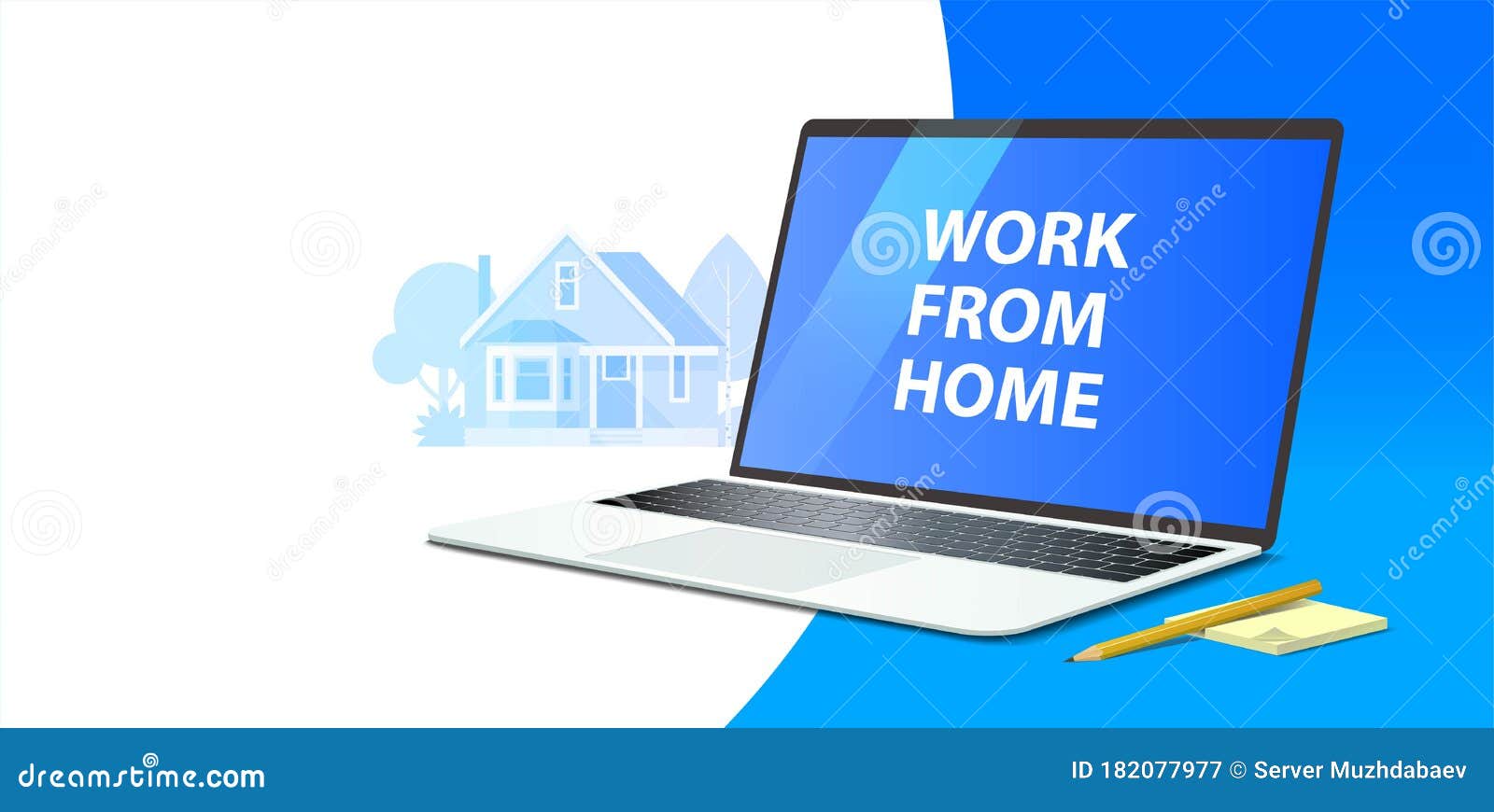 Horizontal Banner on the Theme of Remote Work Stock Illustration ...