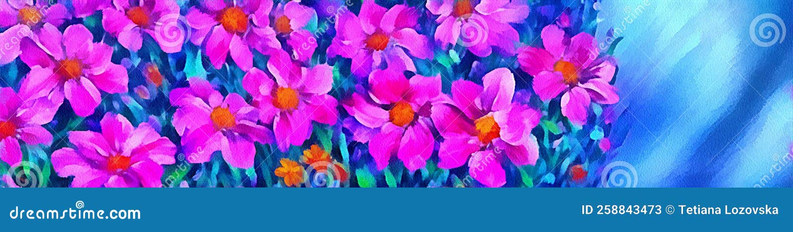 Horizontal Banner for Website Design, Digital Drawing of Beautiful ...