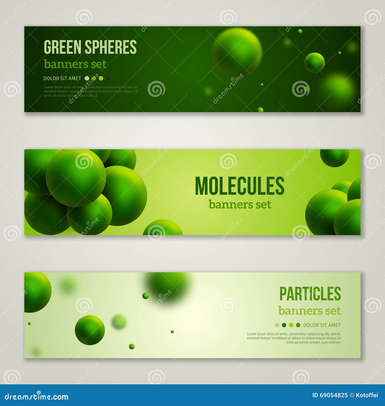 Horizontal Banners with Abstract Green Particles. Stock Vector ...