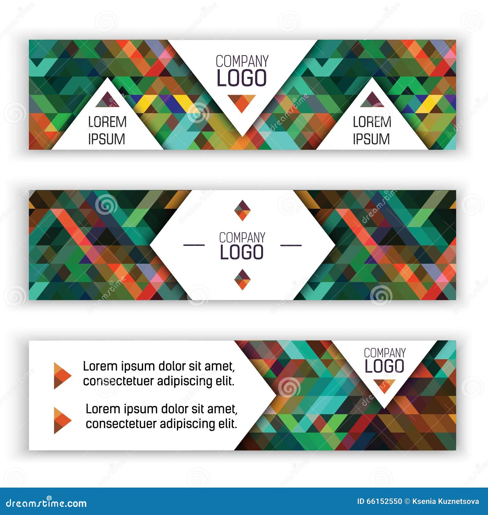 Horizontal Banners Design Templates Set. Colorful Vector Abstract ...