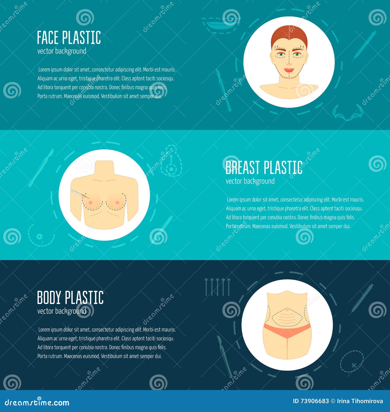 Horizontal Banners, Flyers for Plastic Surgery. Face Plastic. Brace ...