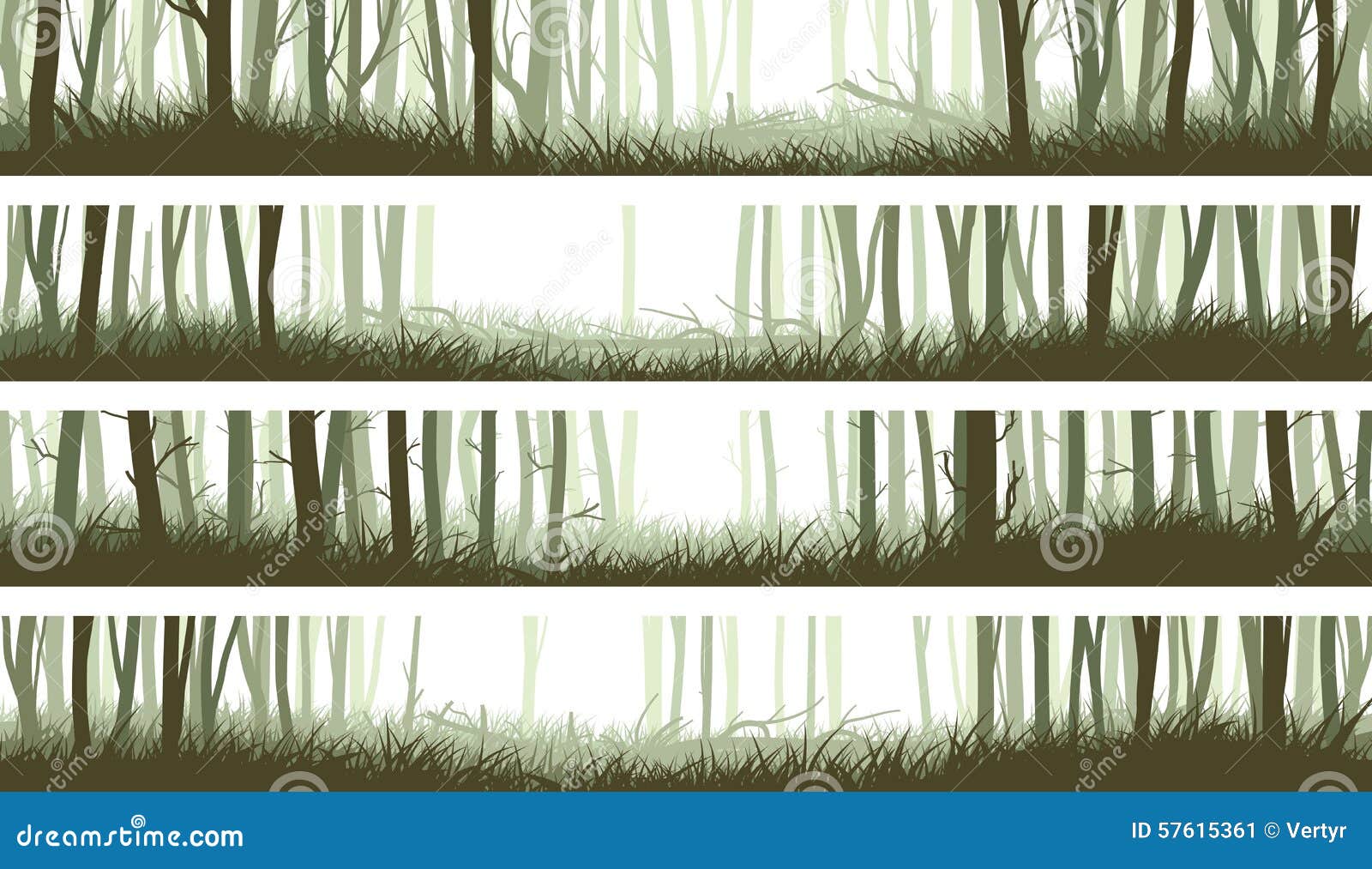 Horizontal Banners Forest With Trunks And Clearing In Woods. Cartoon ...