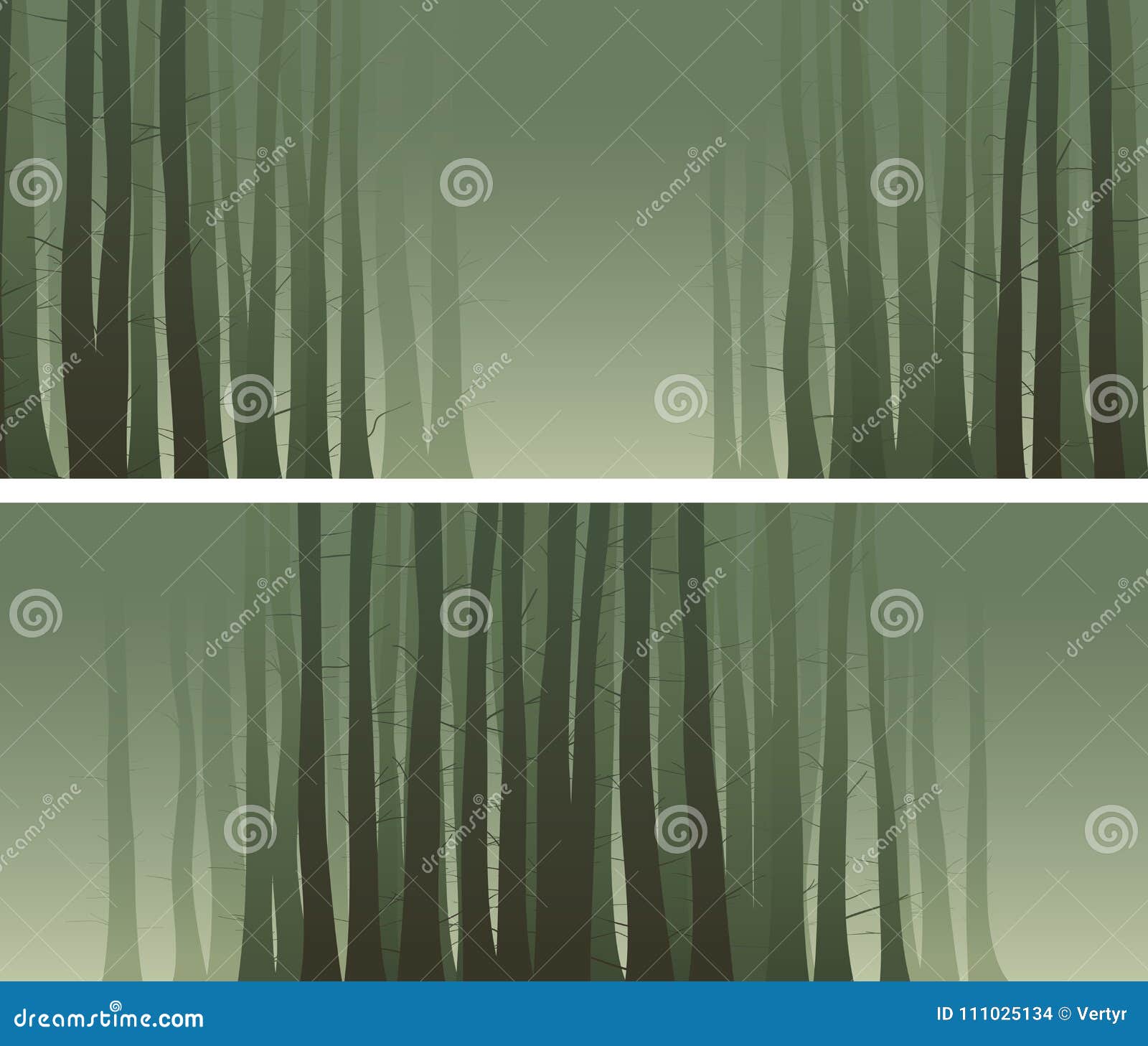 Horizontal Banners with Many Tree Trunks. Stock Vector - Illustration ...