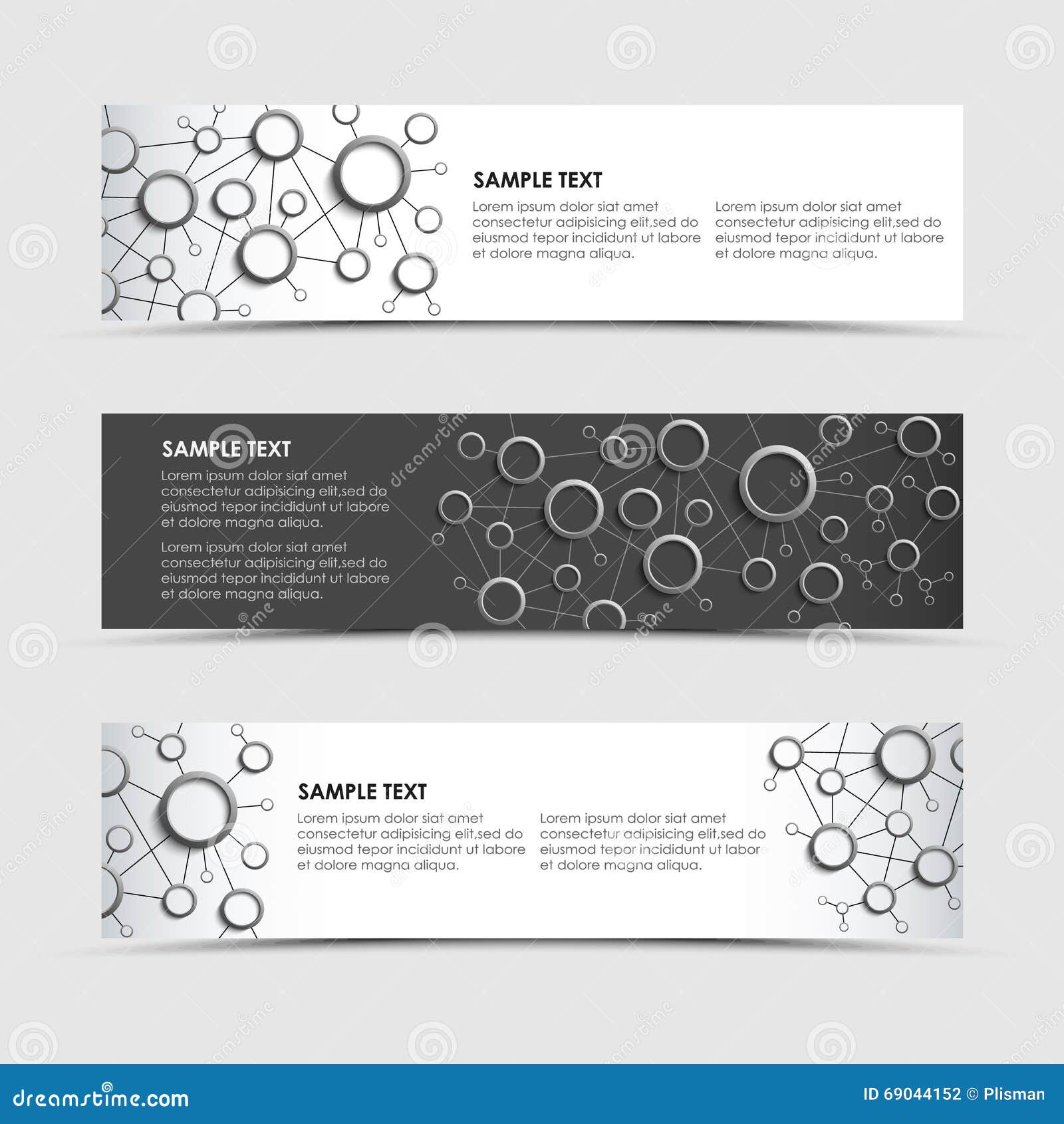 Horizontal Banners with Network Connection Design Template Stock Vector ...