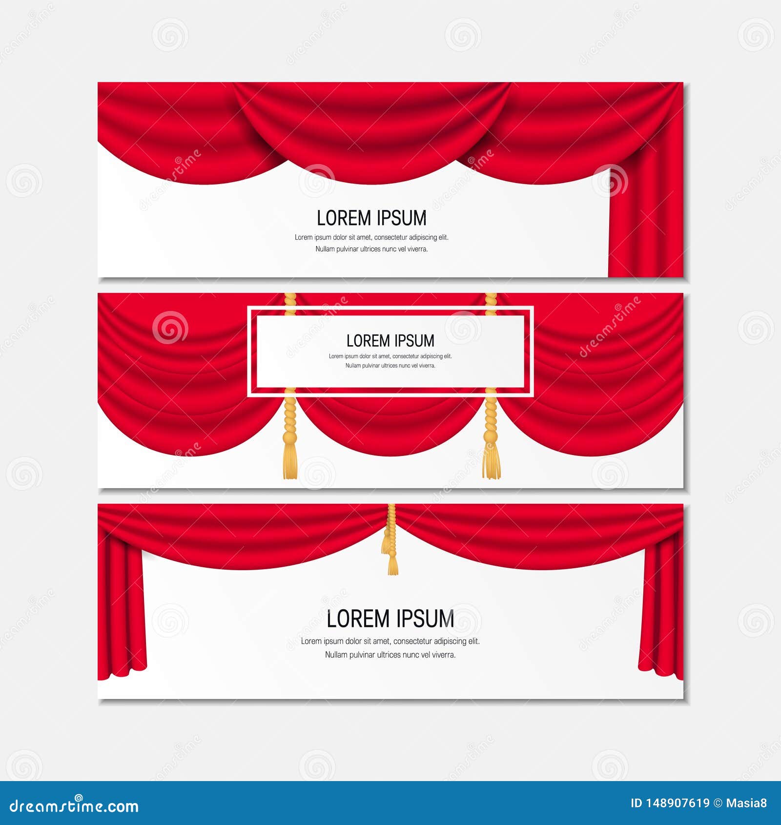 Vector Curtains. Waving Curtain For The Window Decoration On ...