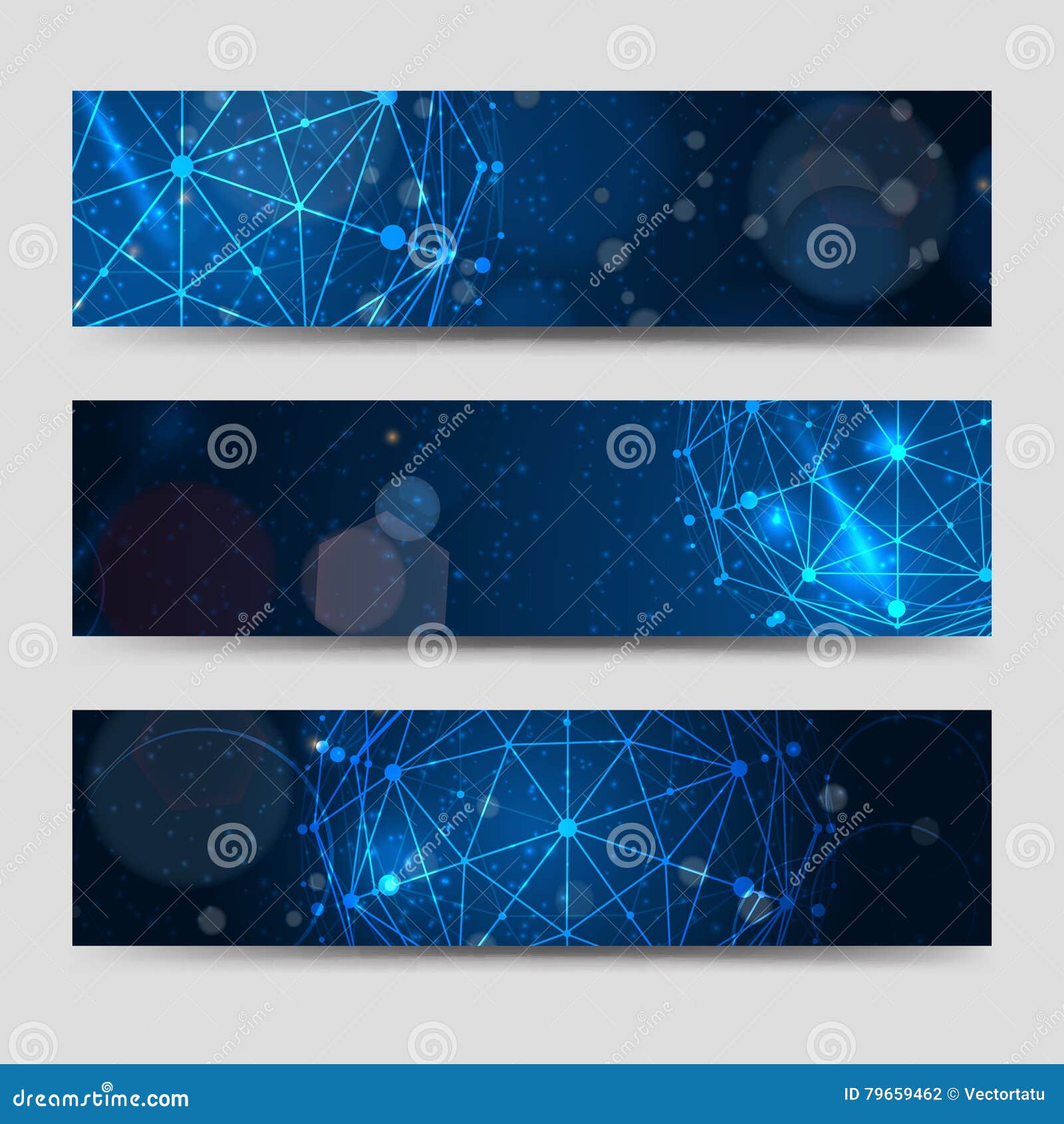 Horizontal Banners Template with Abstract Sphere Stock Vector ...