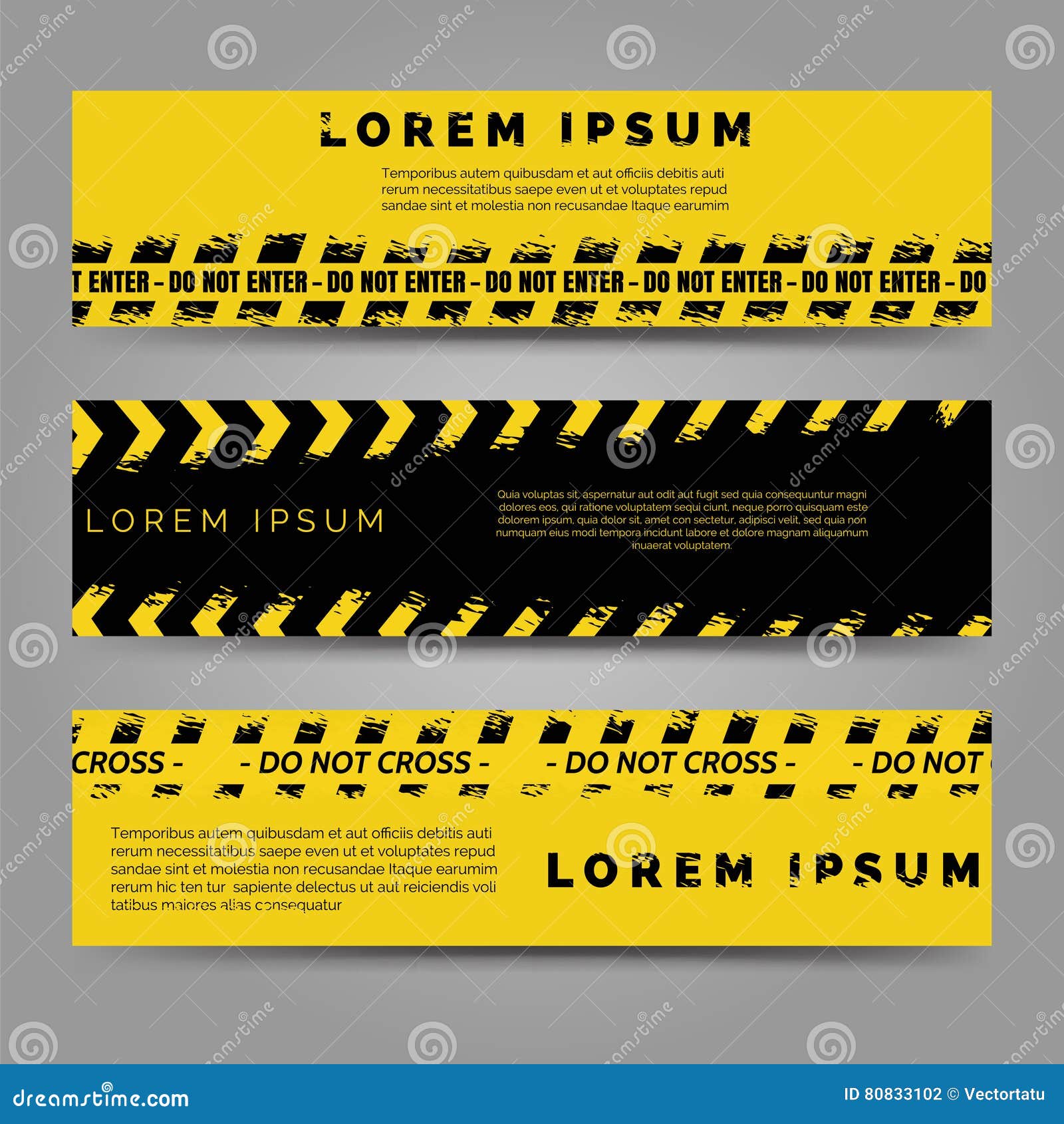 Horizontal Banners Template with Danger Tapes Stock Vector ...