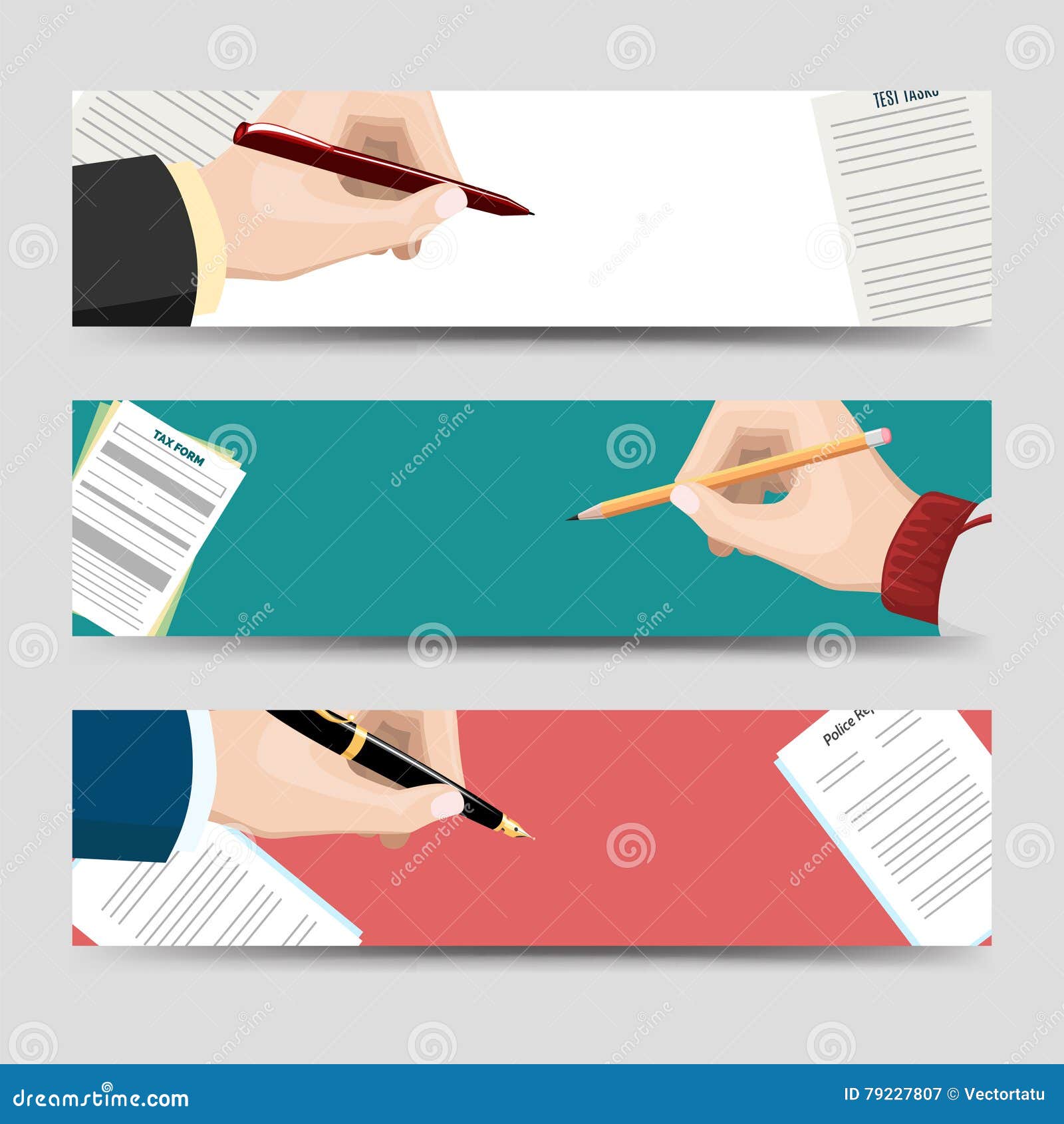 Horizontal Banners Template with Signing Document Stock Vector ...