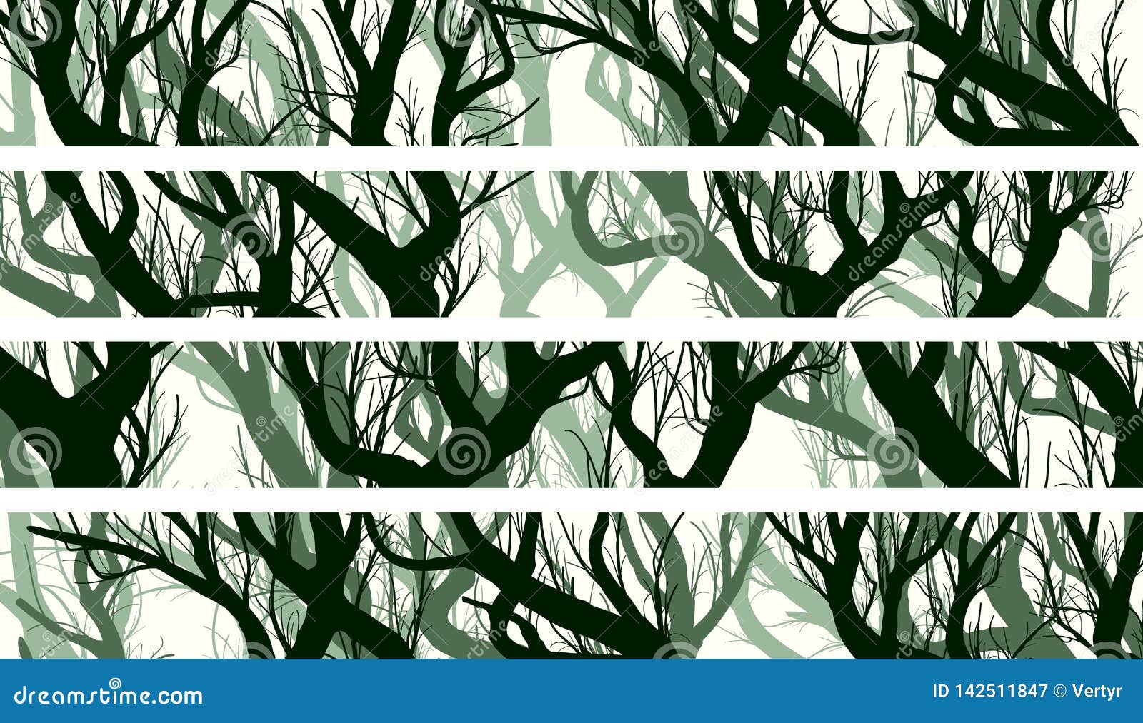 Horizontal Banners of Trees with Branches of Deadwood Forest. Stock ...