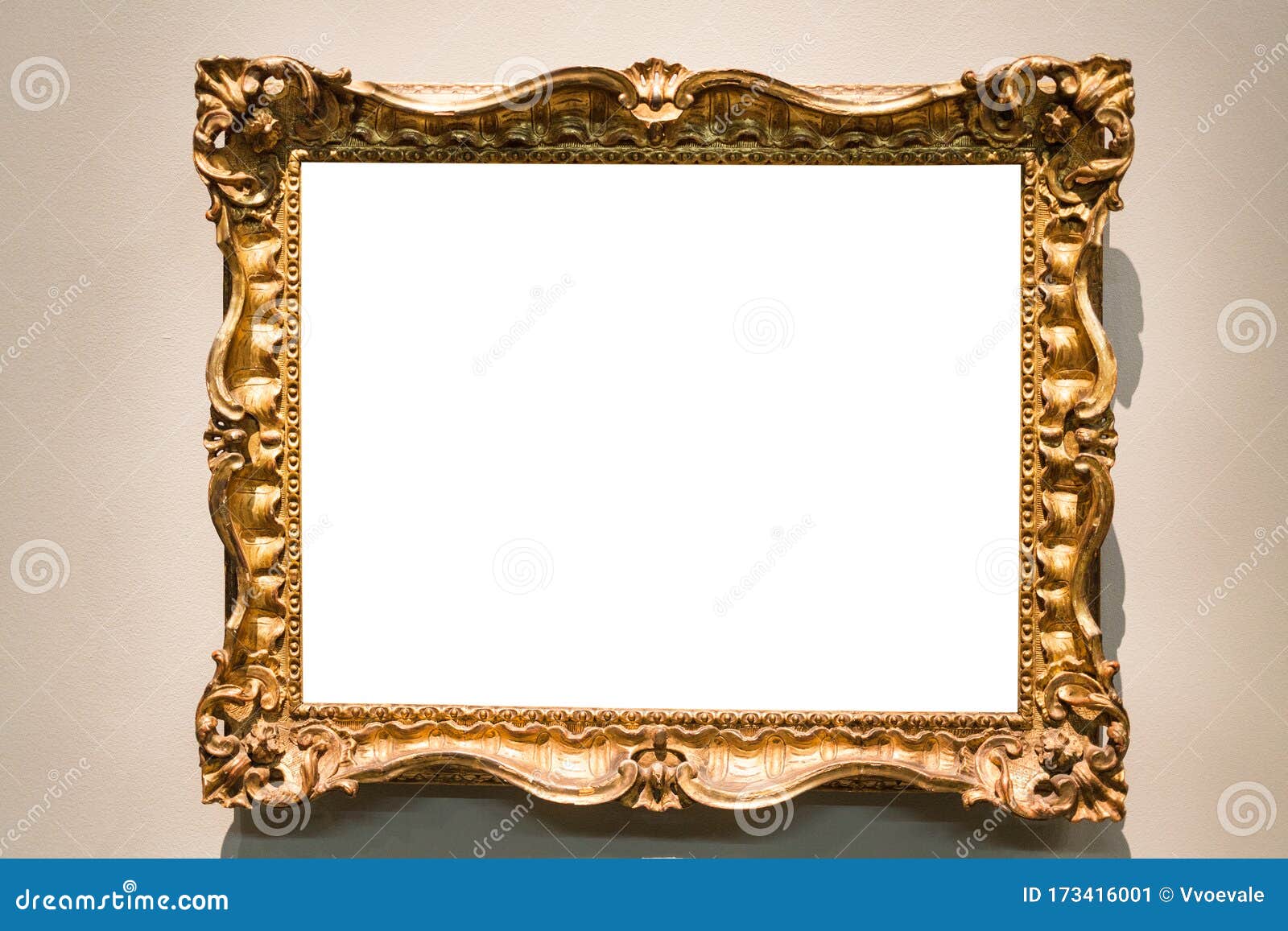 Horizontal Baroque Picture Frame on Wall Stock Image - Image of ...