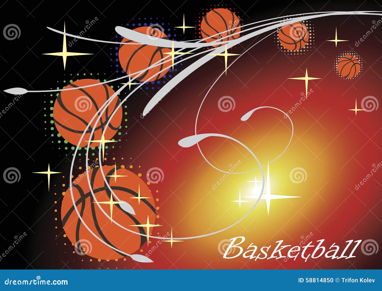 Horizontal Basketball Banner with Stars Stock Vector - Illustration of ...