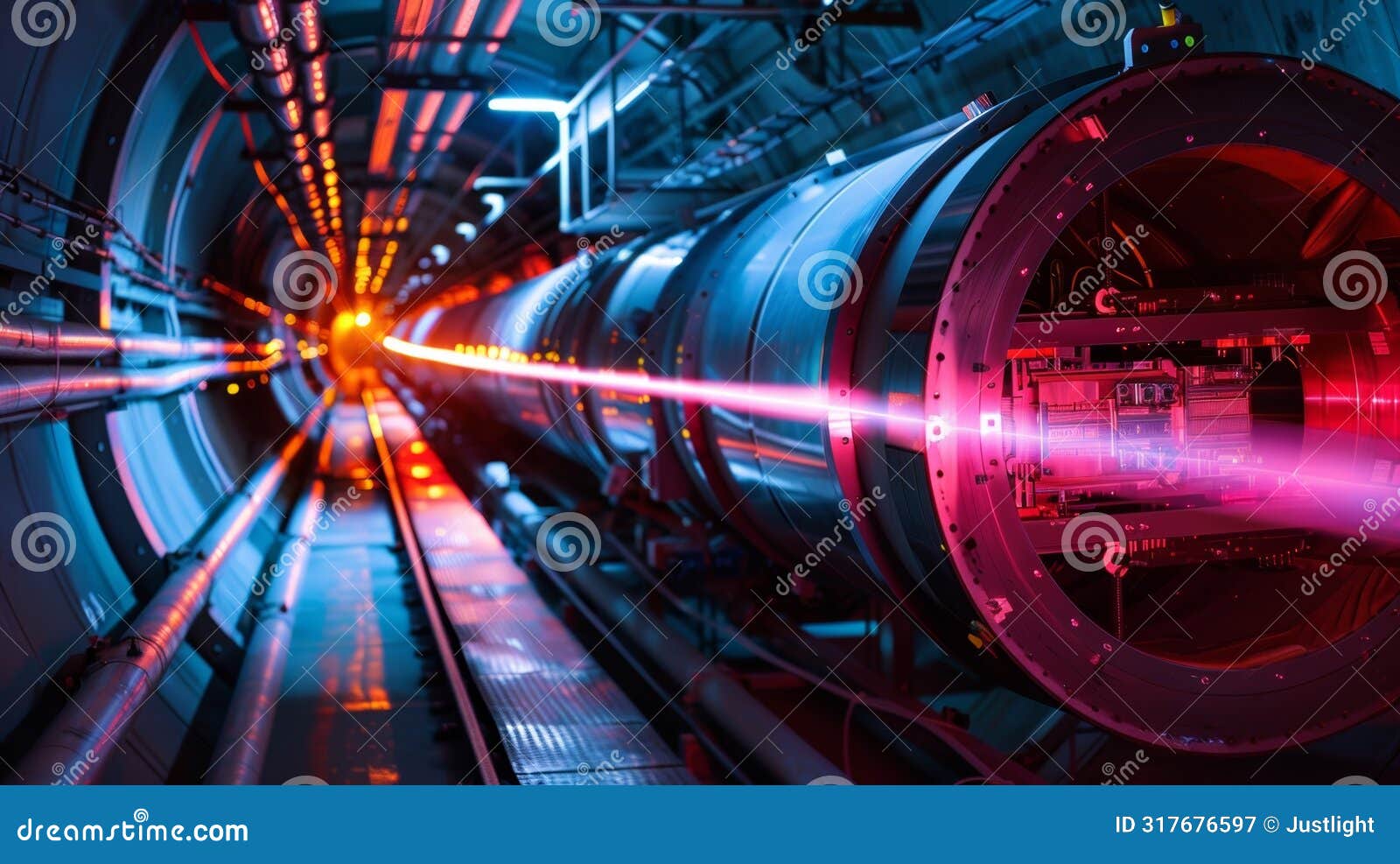 A Horizontal Beam of Light Emitting from a Large Cylindrical Device ...