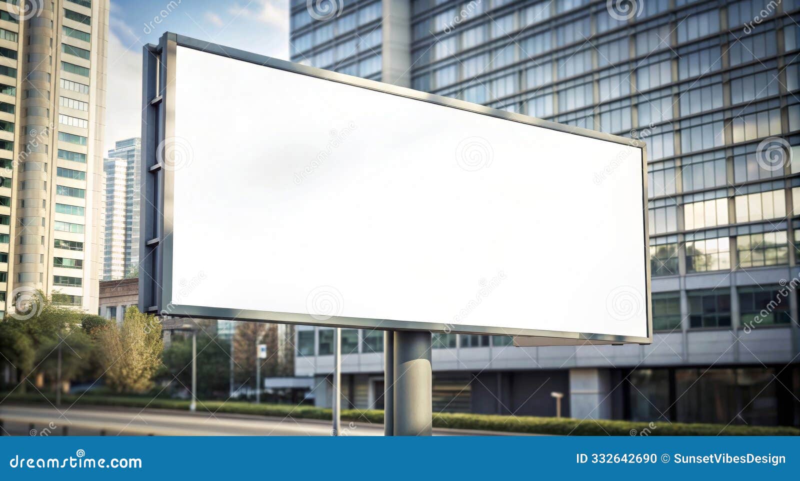 A Horizontal Billboard of a Large Urban Format on the Background of a ...