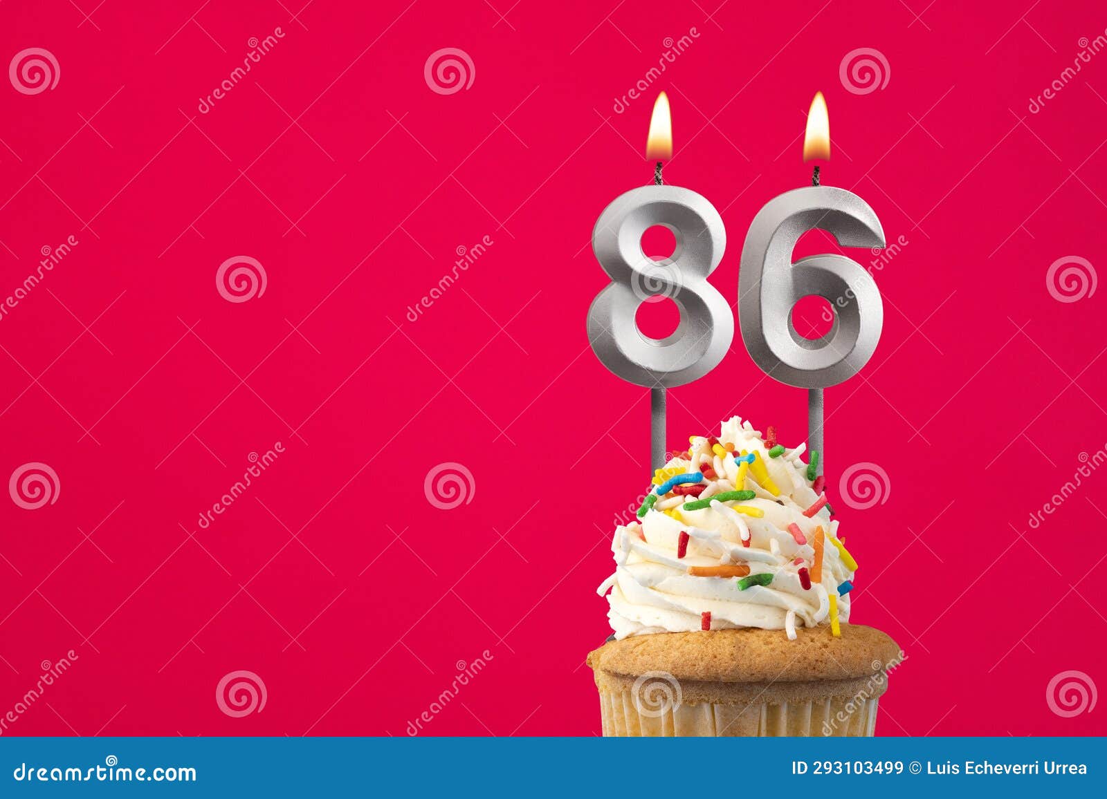 Horizontal Birthday Card with Cake - Burning Candle Number 86 Stock ...