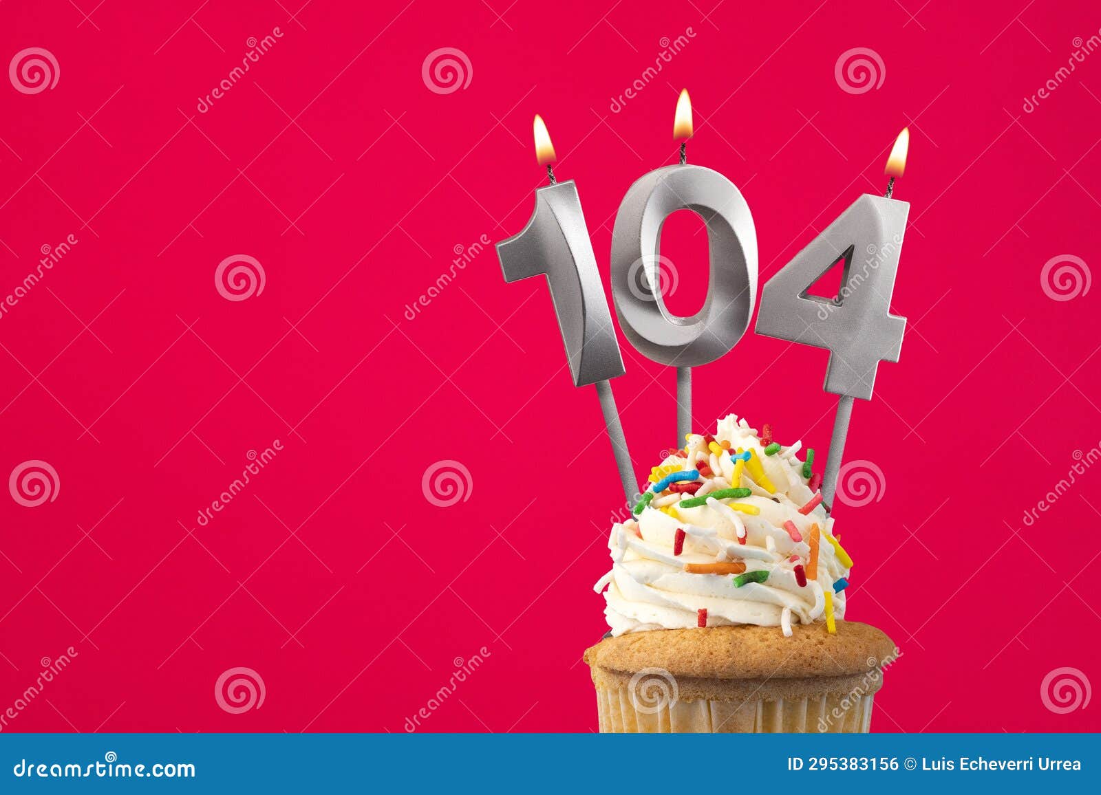 Horizontal Birthday Card with Cake - Burning Candle Number 104 Stock ...