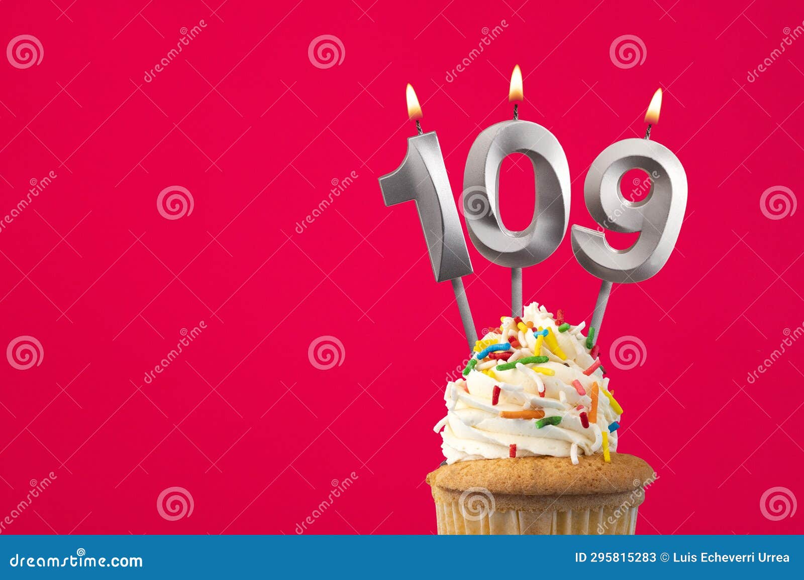 Burning Candle Number 109 - Birthday Card with Cake Stock Image - Image ...