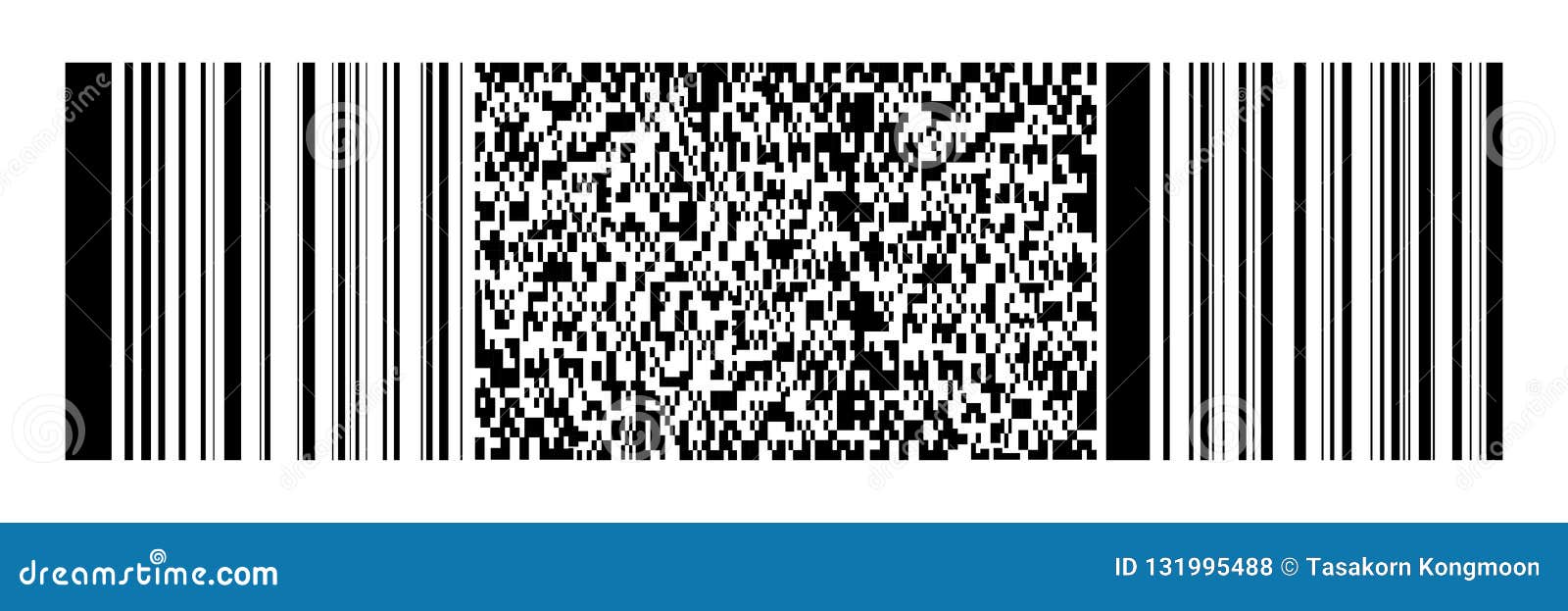 Horizontal Black Bar Code and Qr Code on White for Pattern,background ...
