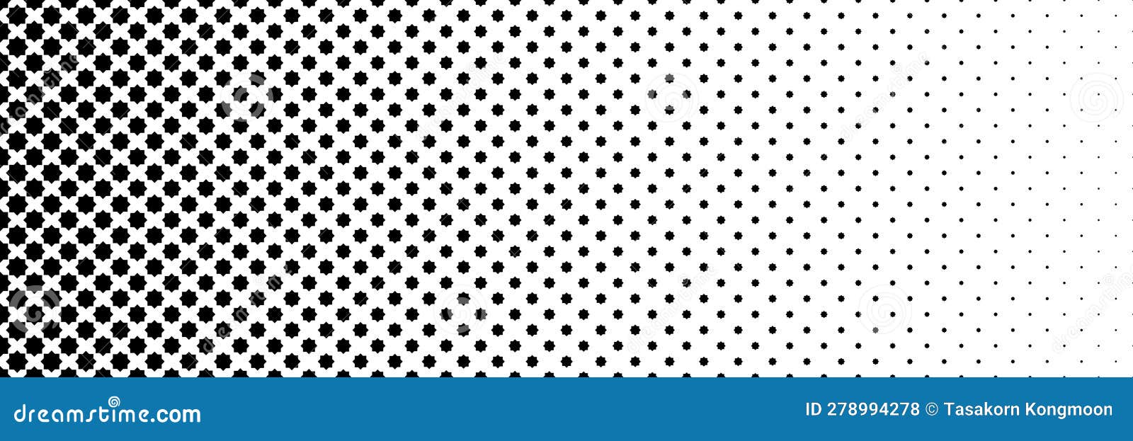 Horizontal Black Halftone of Octagon Star Design for Pattern and ...