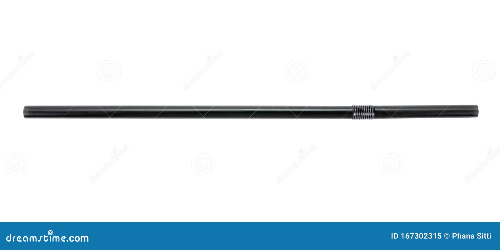 Horizontal Black Plastic Drinking Straw Isolated on White Background ...