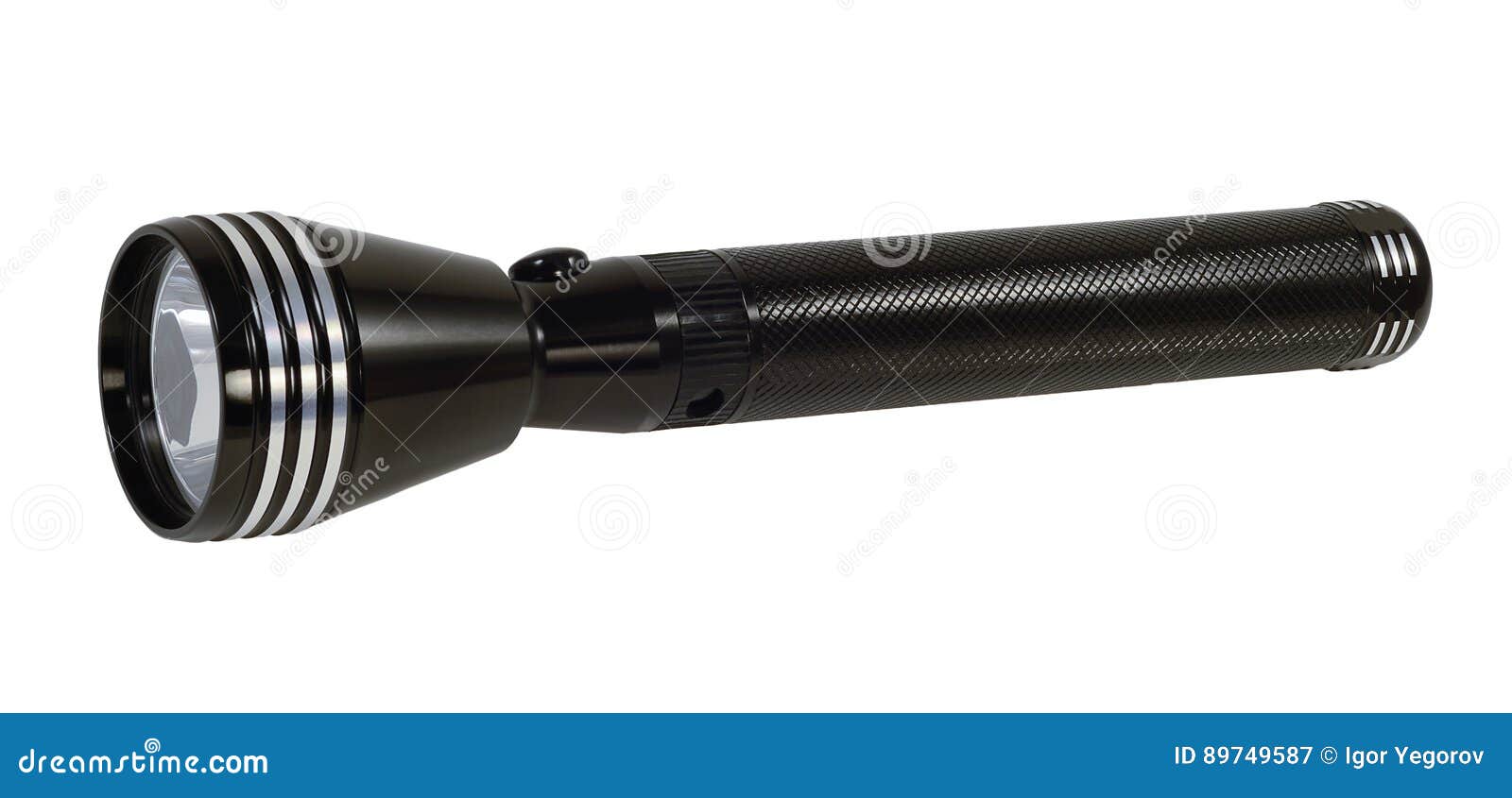 Horizontal Black Pocket Flashlight Stock Image - Image of light, close ...