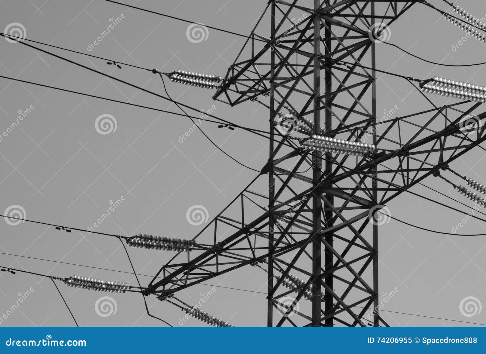Horizontal Black and White Industrial Power Lines Background Bac Stock ...