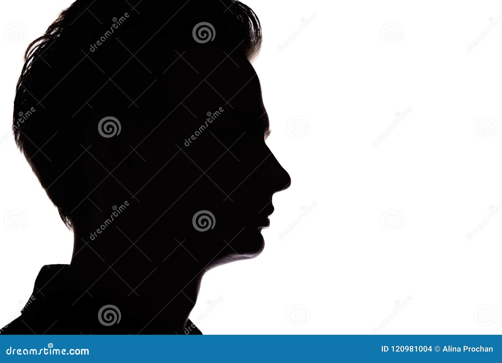 Silhouette of an Unrecognizable Guy, Man Face Profile on a White ...