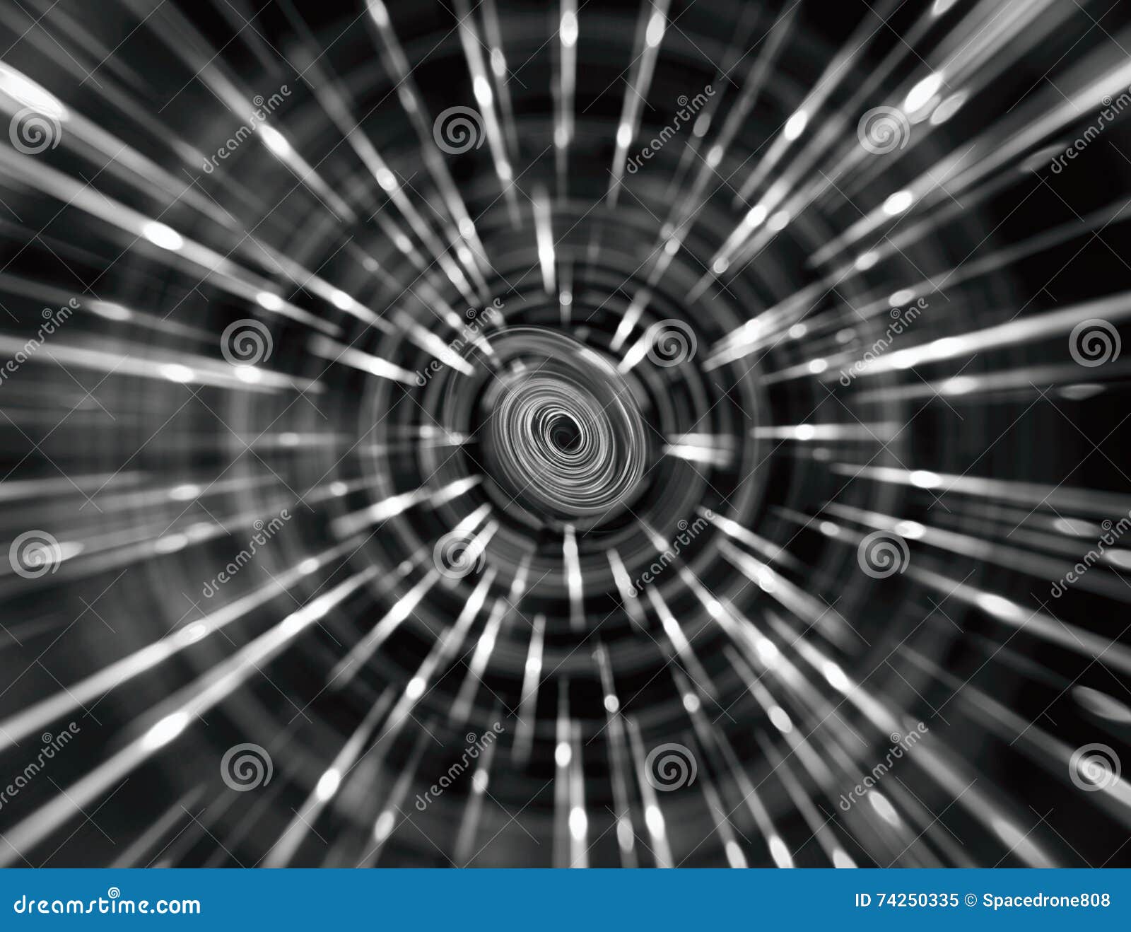 Horizontal Black and White Space Teleport Swirl Abstraction Back Stock ...