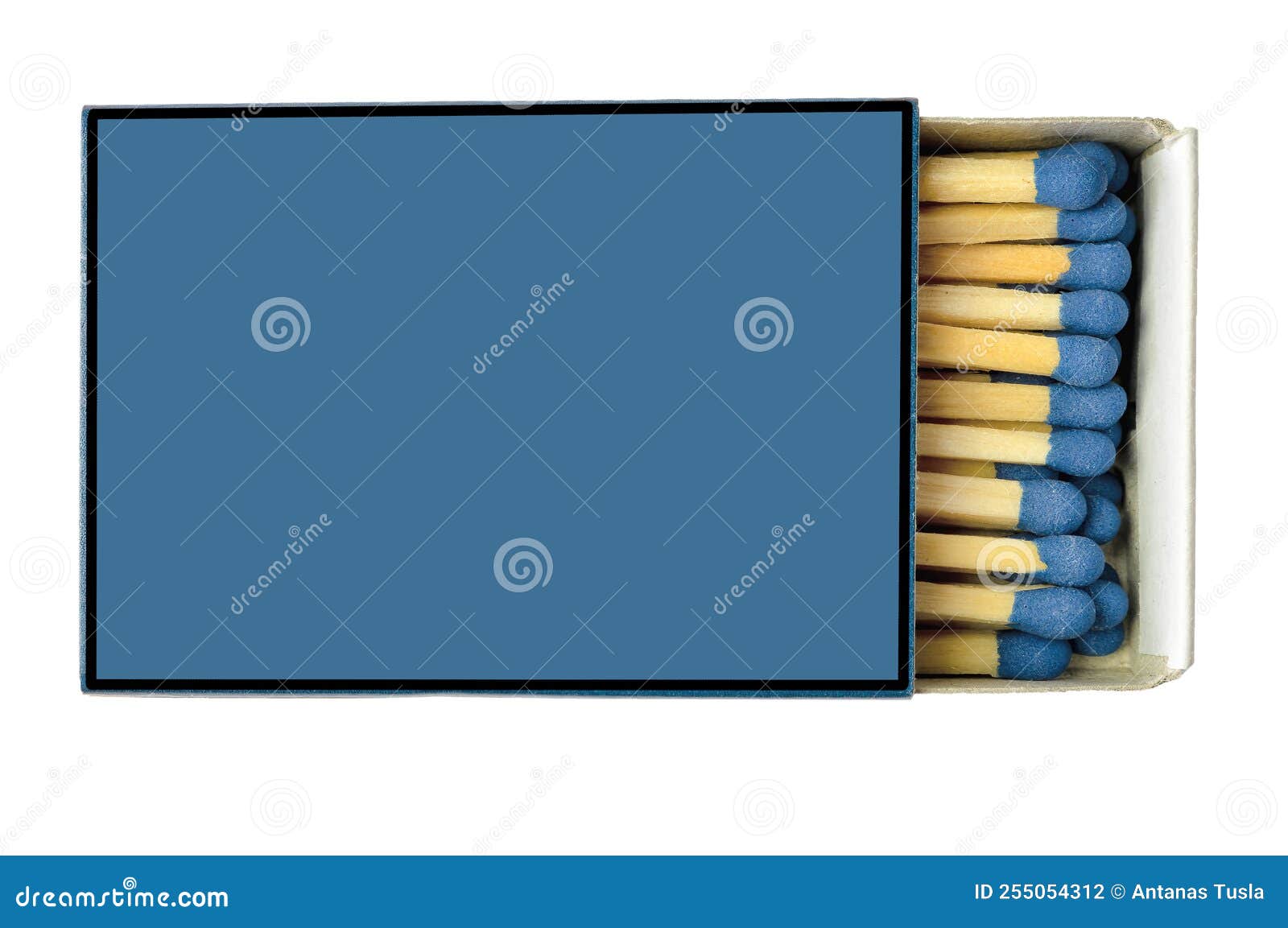 Horizontal Blue Matchbox with Matches on a White Background Stock Photo ...