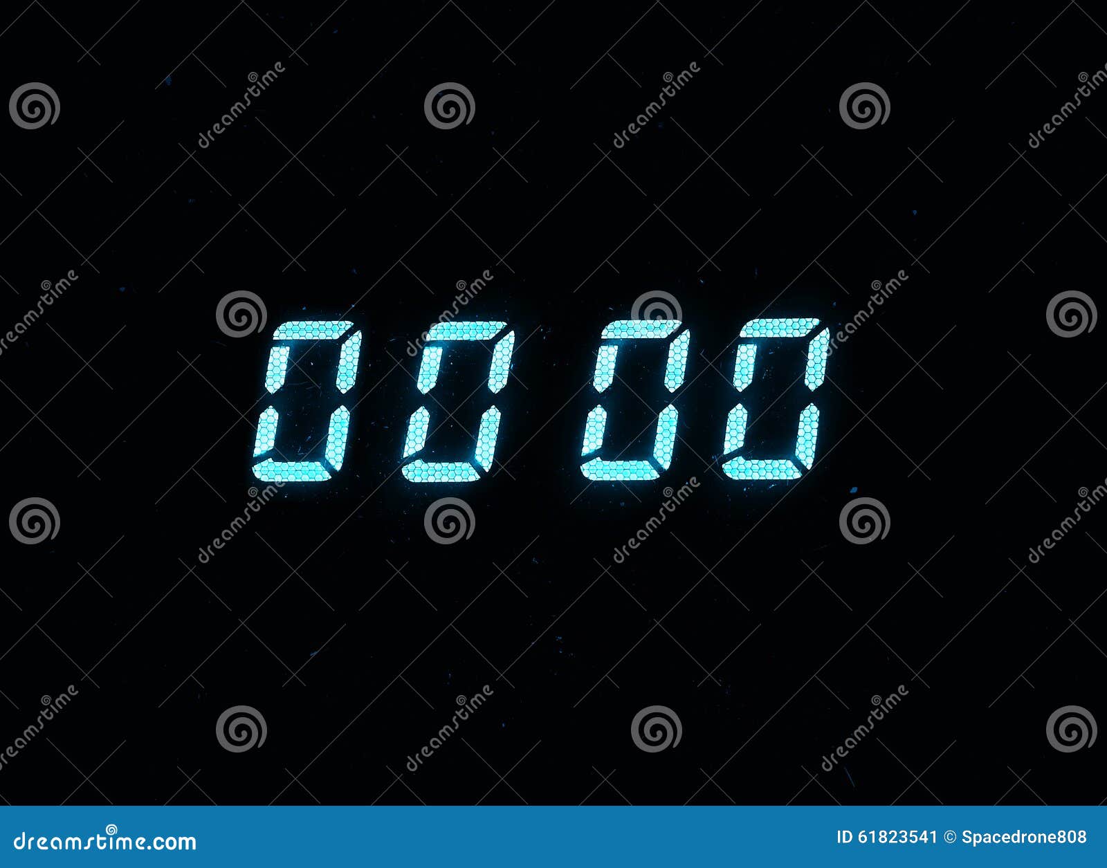 Horizontal Blue Vintage Digital Zero Display Clock with Dust Stock ...