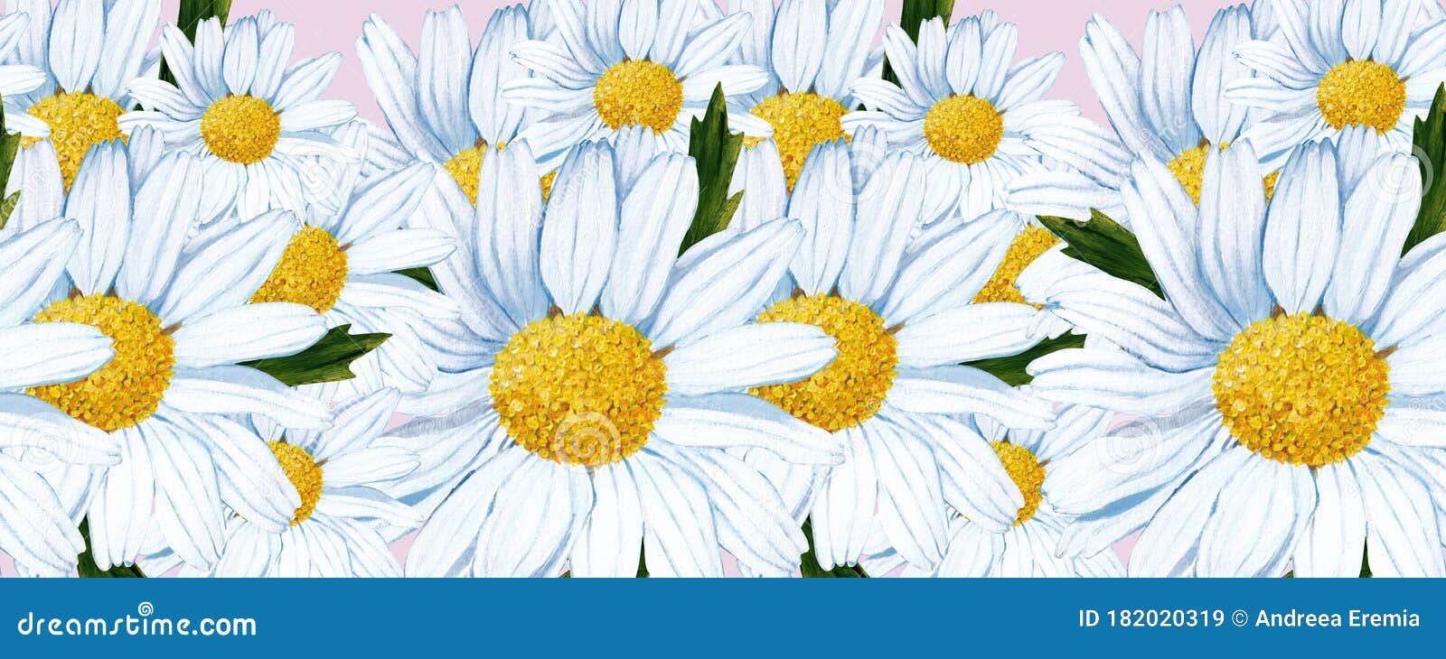 Horizontal Border with Acrylic Hand Painted Bouquets Stock Illustration ...