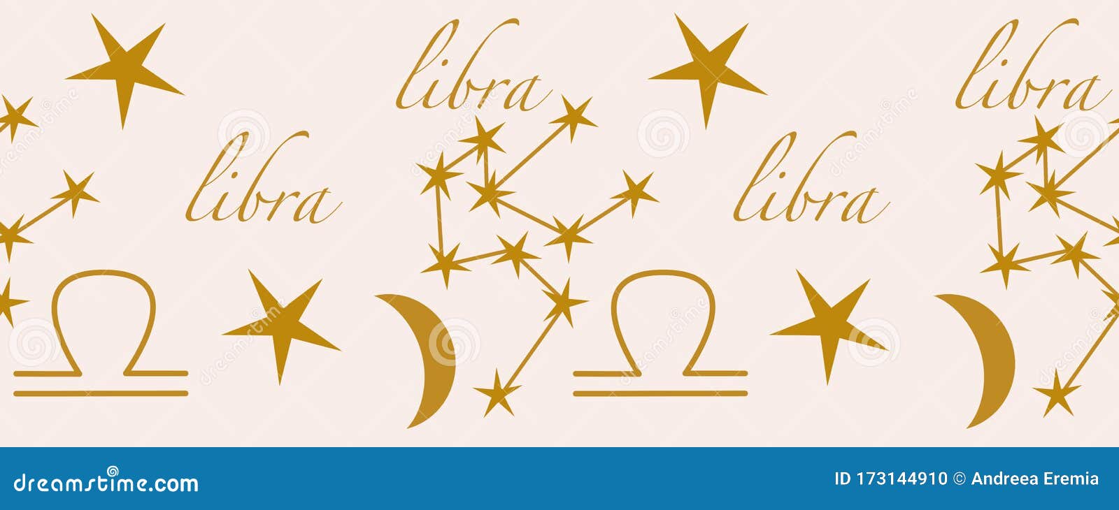 Horizontal Border with Libra Elements Stock Vector - Illustration of ...