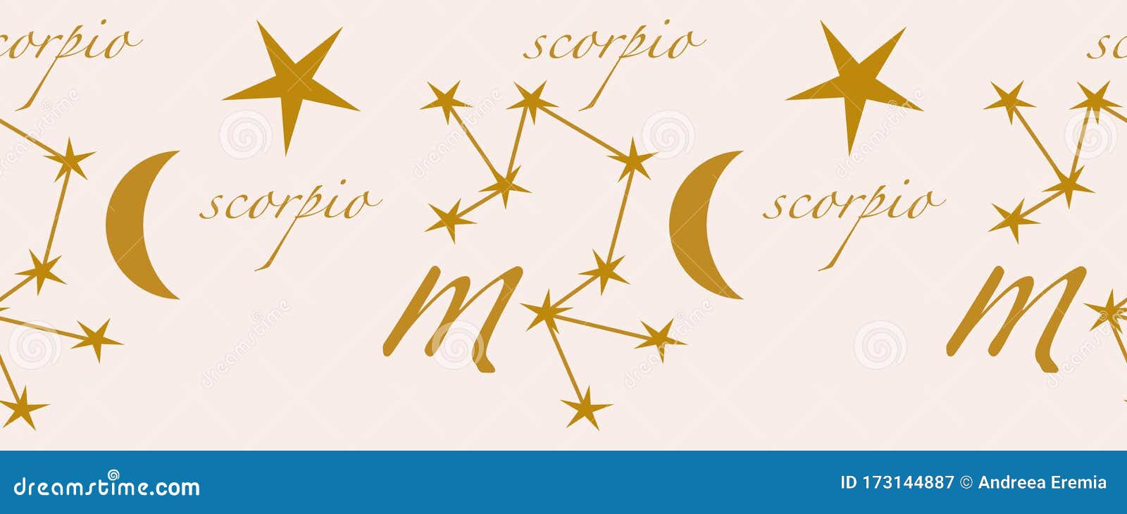 Horizontal Border with Scorpio Elements Stock Vector - Illustration of ...