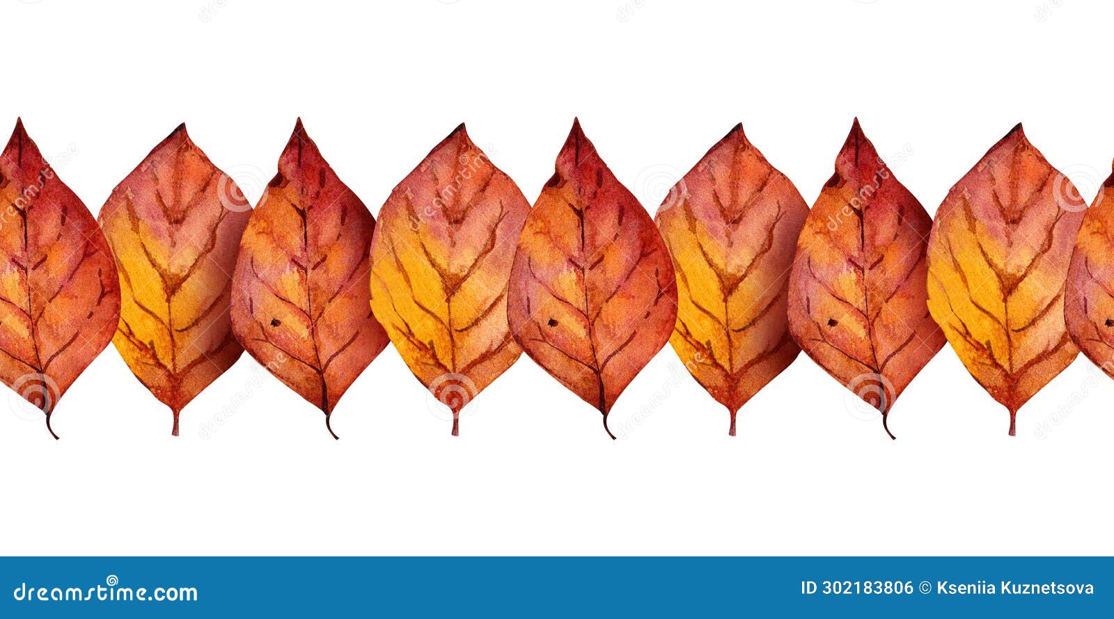 Horizontal Border. Seamless Pattern of Yellow Fallen Leaves. Deciduous ...